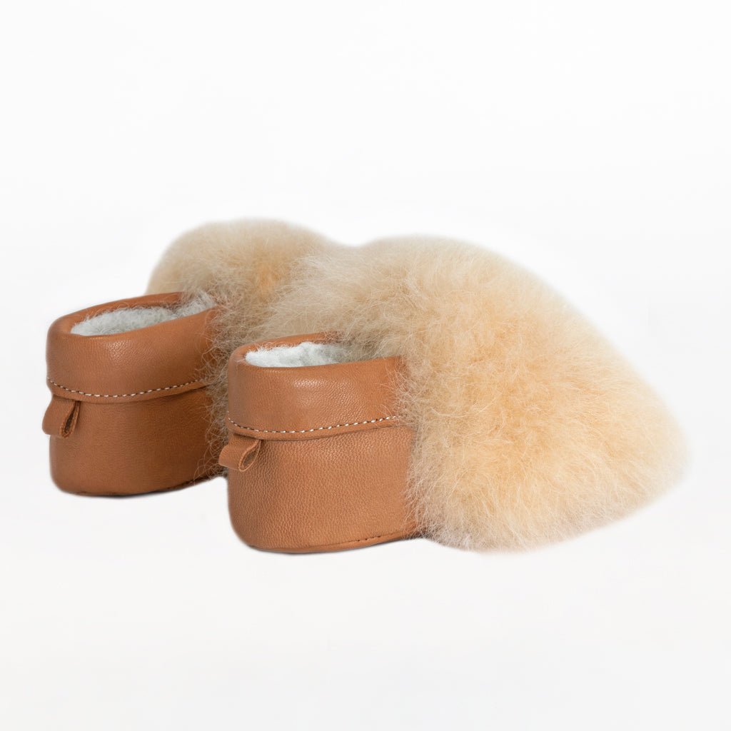 Baby Express Almond Satin. Alpaca Fur Slippers - BABOOSHA PARIS ...