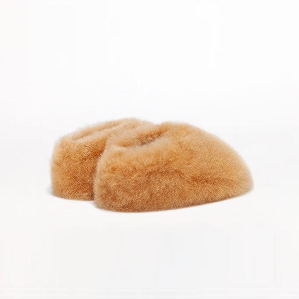 Kids Bootie Gingery Honey. Alpaca Fur Slippers - BABOOSHA PARIS ...