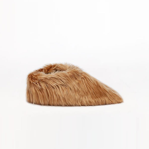 Kids Swirl Honey. Alpaca Fur Slippers - BABOOSHA PARIS - toddler slippers