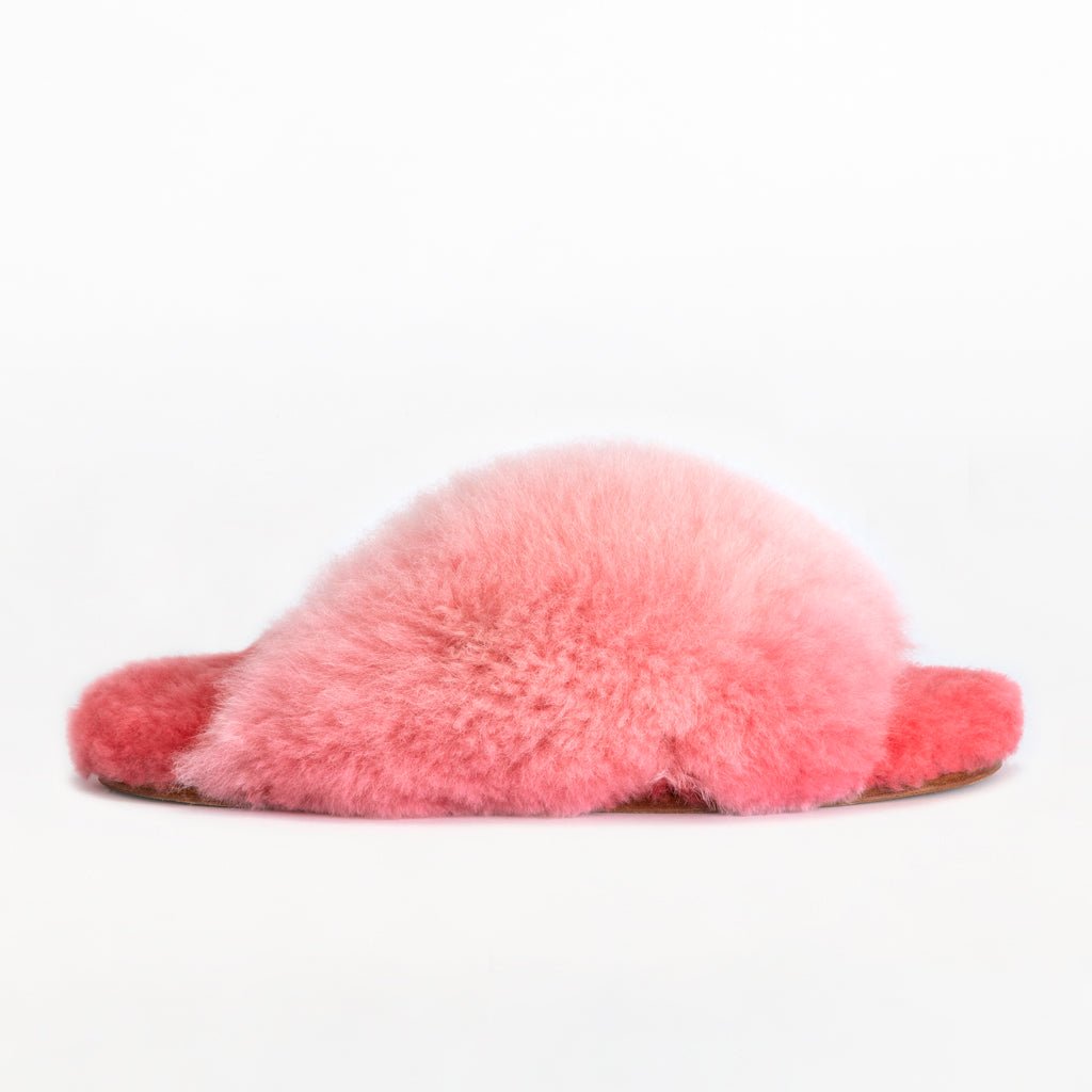 Pink X slider Alpaca Fur Slippers. Designer Slippers - BABOOSHA PARIS ...
